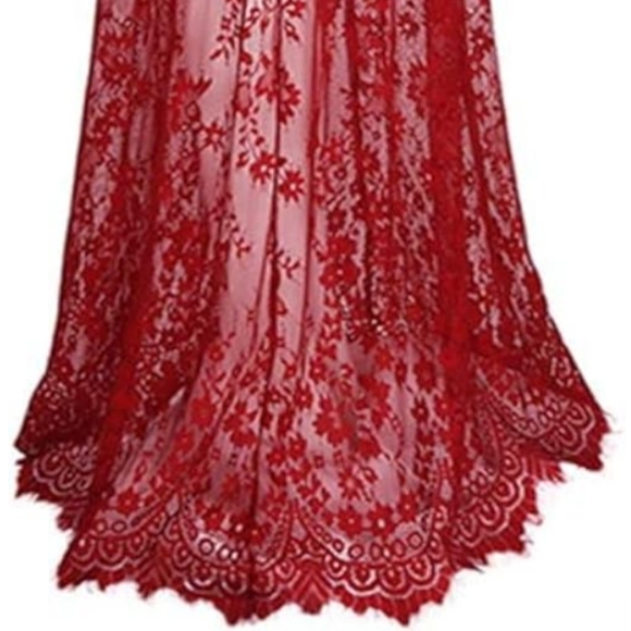 Boutique | Dresses | Sexy Blood Red Lace Maxi Dress Sheer Full Length ...